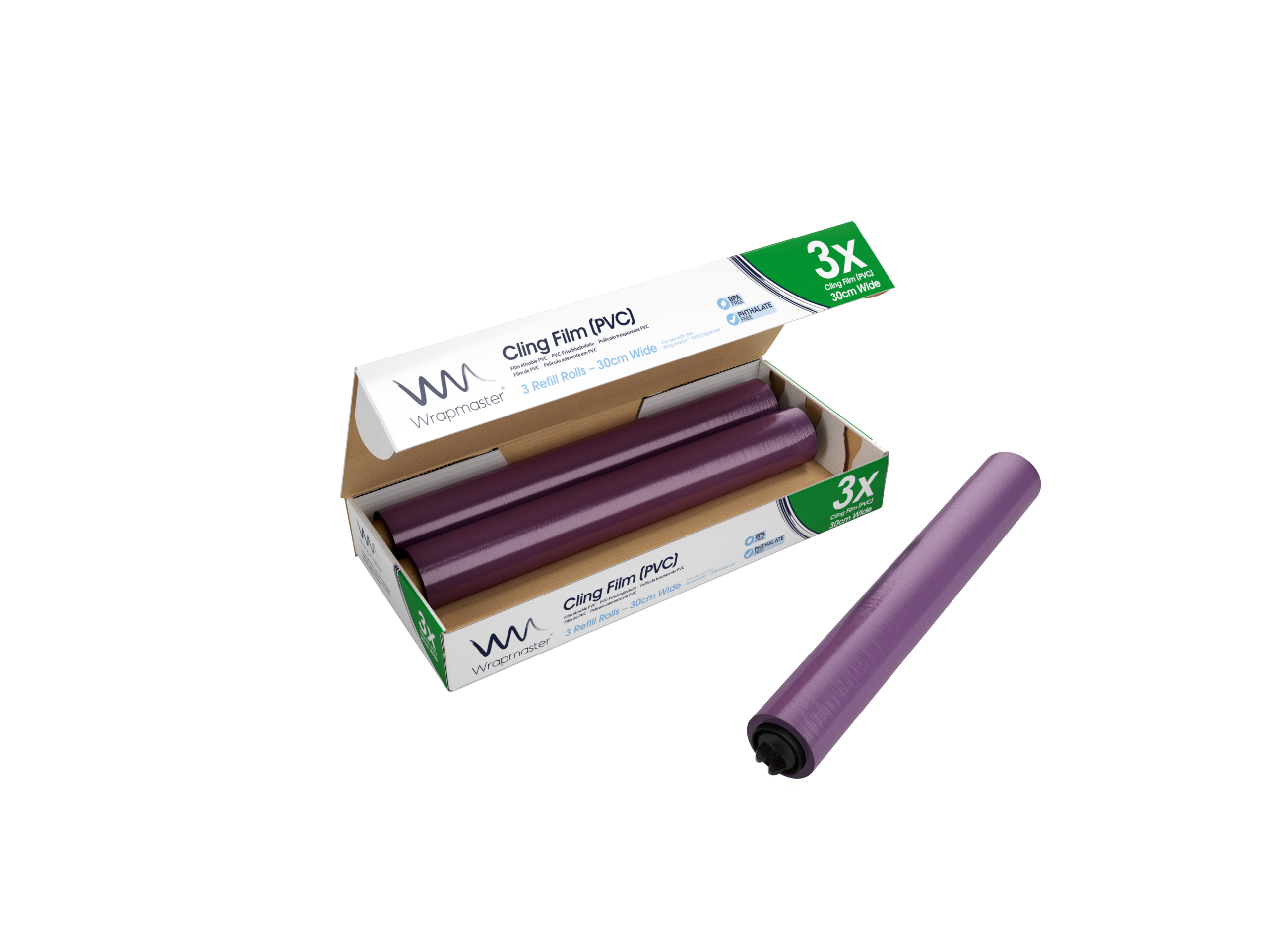 Wrapmaster® 1000 Cling Film (PVC) Refill Rolls | 3-pack Bundle | Bacofoil